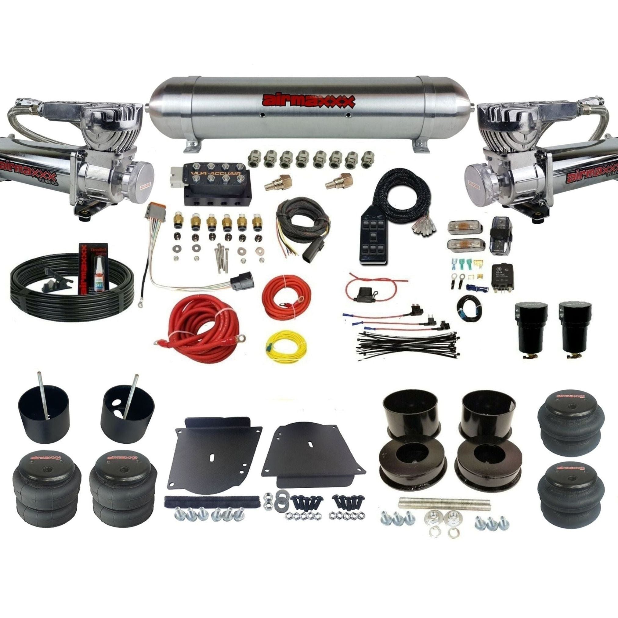 3/8" AccuAir VU4 w/airmaxxx Chrome Air Ride Kit Fits 1964–72 GM A-Body ...