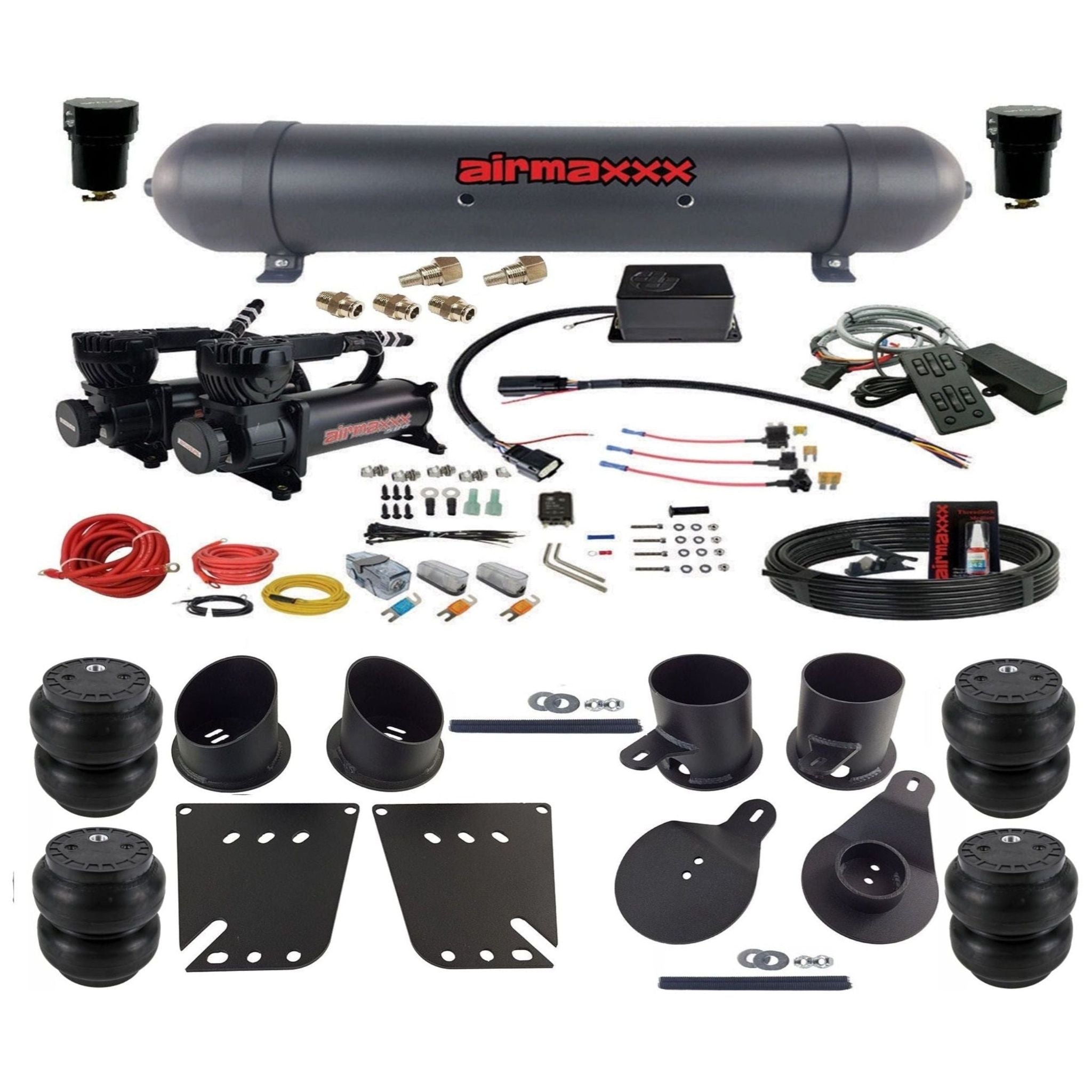 Air Suspension Kit Slam SV-8C Manifold w/Black Compressor & Tank Fits ...