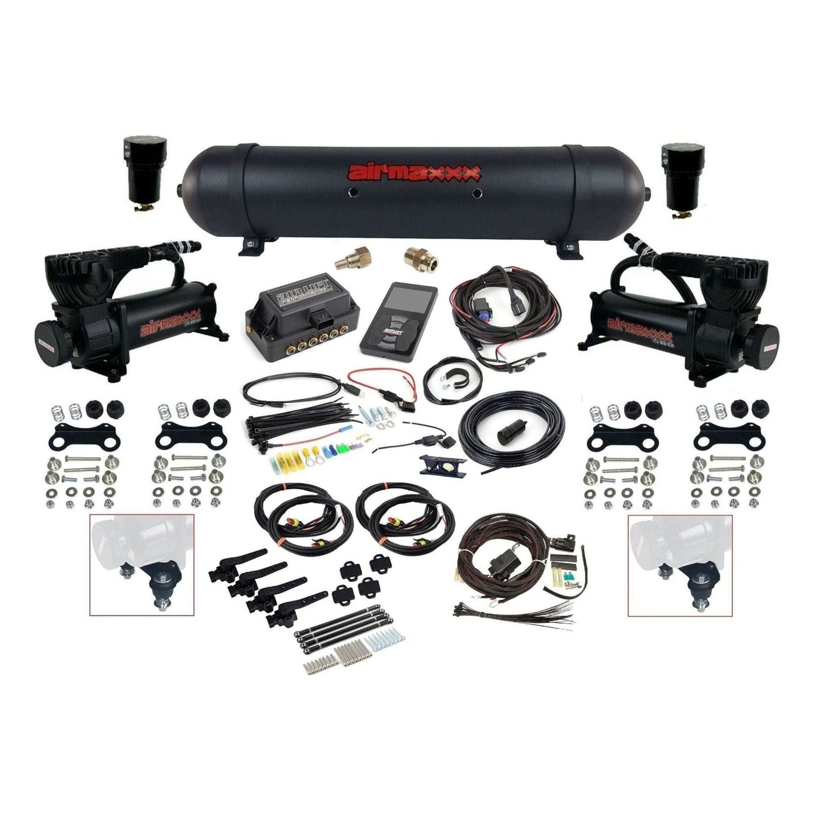 3/8" Air Lift 3H 27695 Kit w/Compressors Aluminum Tank & Harness ...