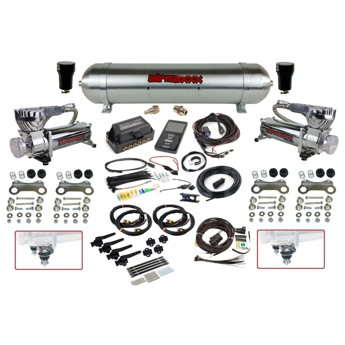 3/8" Air Lift 3H 27695 Kit w/Compressors Aluminum Tank & Harness ...
