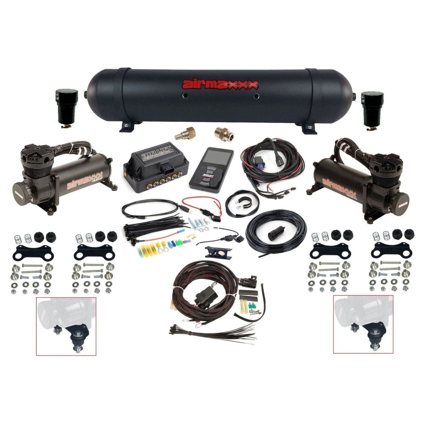 Air Lift 3P 27685 3/8" Air Management Kit w/airmaxxx Compressors & 5 G ...