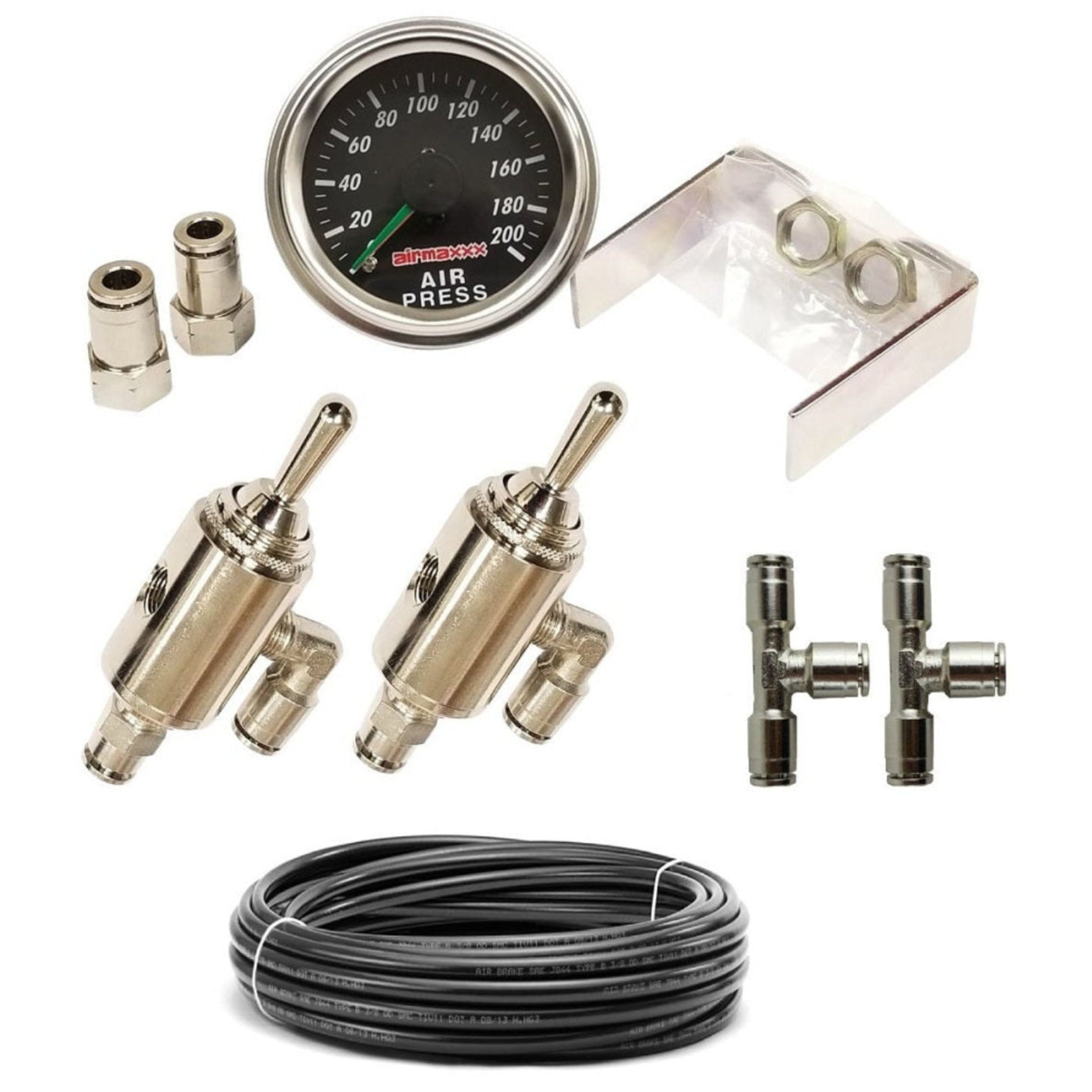 airmaxxx Manual Toggle Valve Kit w/Dual Needle Gauge & Hose – airslamit