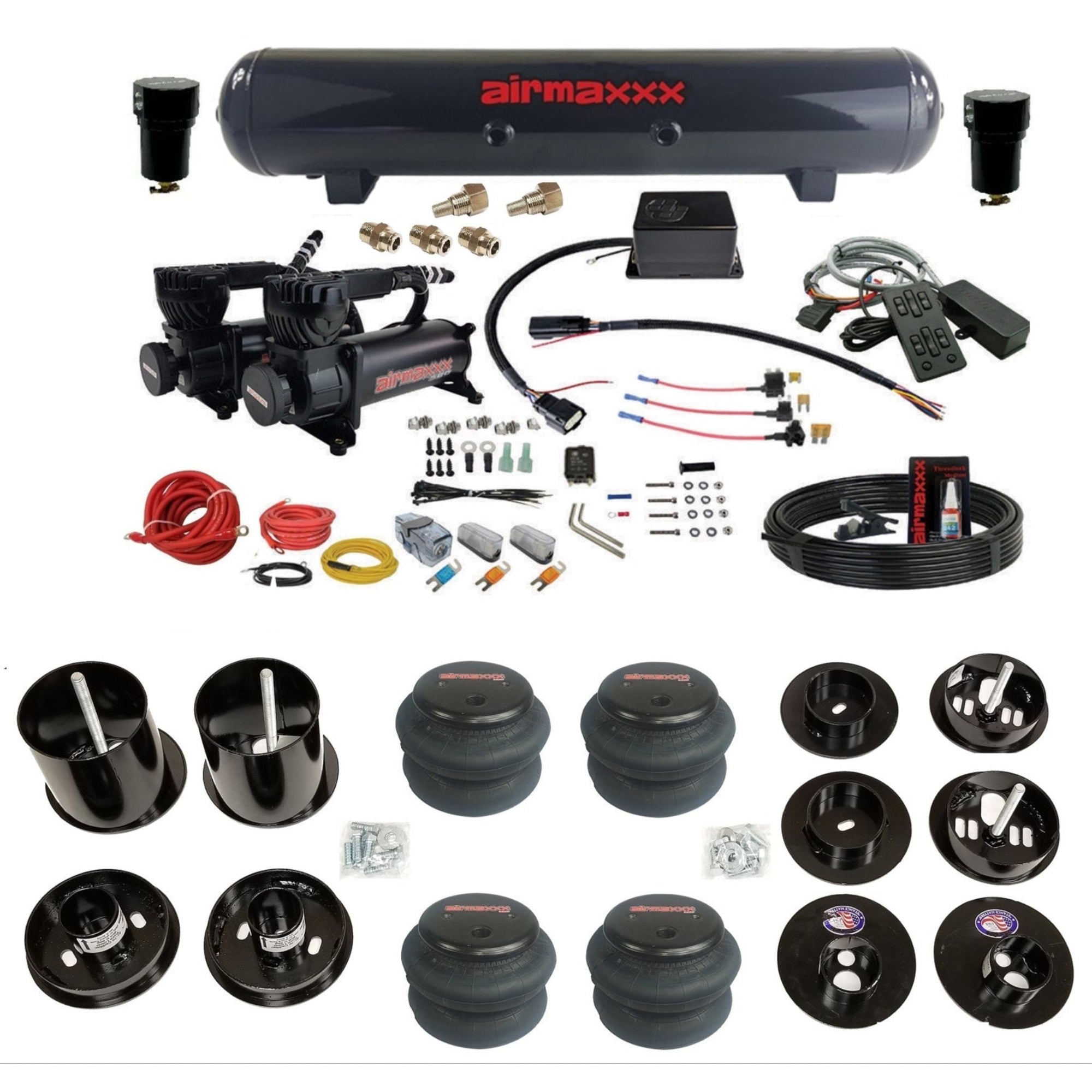 Slam SV-8C Air Suspension Kit w/Black 580 & Tank Fits 1965–70 Cadillac ...