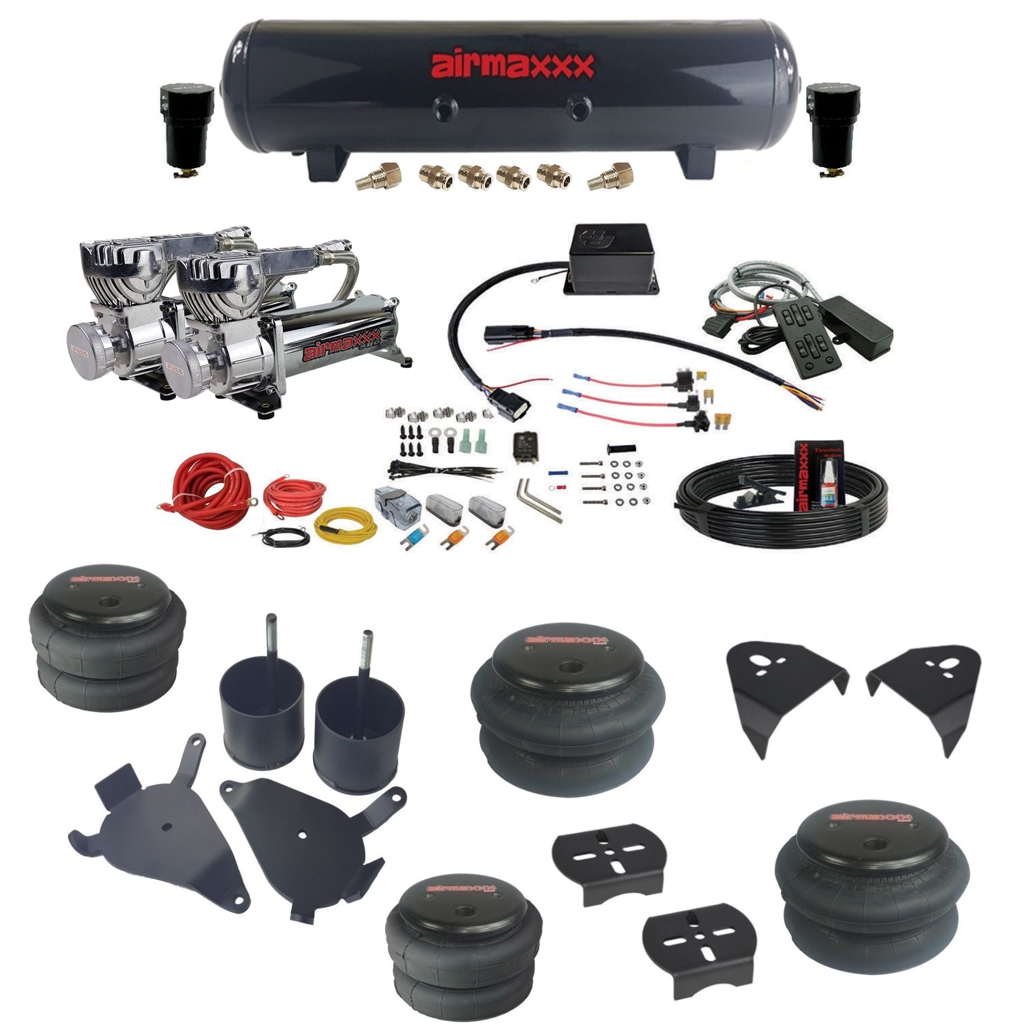 Slam SV-8C 3/8" Air Suspension Kit & Chrome 580 Fits 1982–04 S10 2wd ...